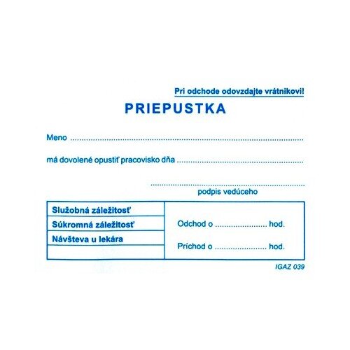 Priepustka - europapier.sk